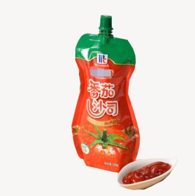 China Malote de empacotamento feito sob encomenda do bico do molho de tomate da impressão do produto comestível à venda