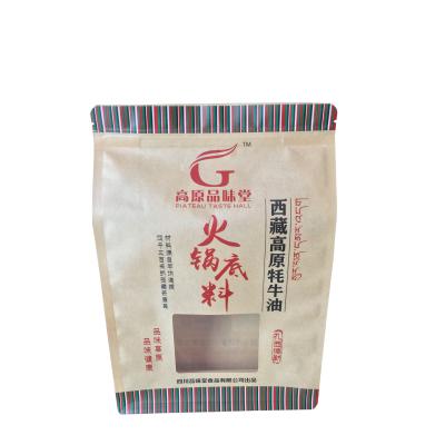 China Vlakke het document van bodemkraftpapier zak voor de hete zak van de pottensaus/smaakstofzak/kruiden met venster en pit Te koop