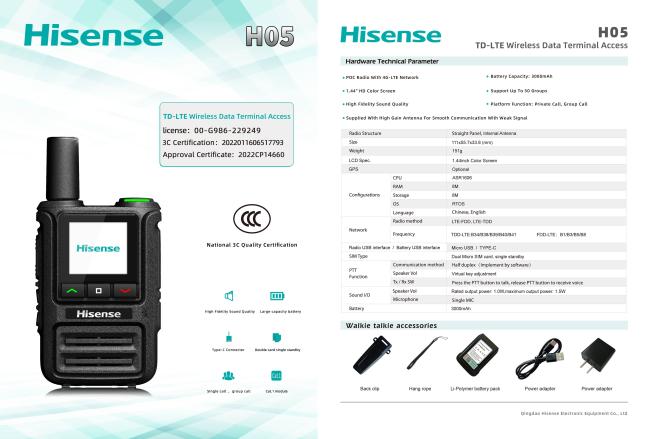 Hisense H05 Walkie-Talkie size comparison