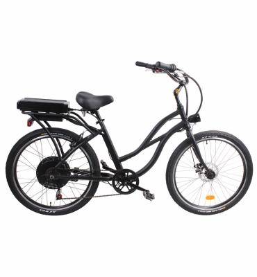 중국 48V 500W 750W 해변 크루저 전기 자전거 6 속도 후부 허브 모터 자전거 48V 10.4Ah 판매용