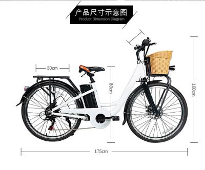 중국 26인치 36V 250W 후부 허브 전기 자전거 전면 디스크 후방 디스크 브레이크 판매용