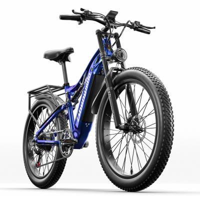중국 500W 금속 블루 전기 자전거 48V Bafang 모터 지방 타이어 에바이크 완전 서스펜션 판매용
