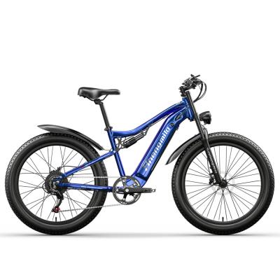 중국 500W 금속 블루 전기 자전거 48V Bafang 모터 지방 타이어 에바이크 완전 서스펜션 판매용
