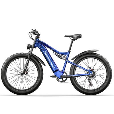 중국 500W 금속 블루 전기 자전거 48V Bafang 모터 지방 타이어 에바이크 완전 서스펜션 판매용