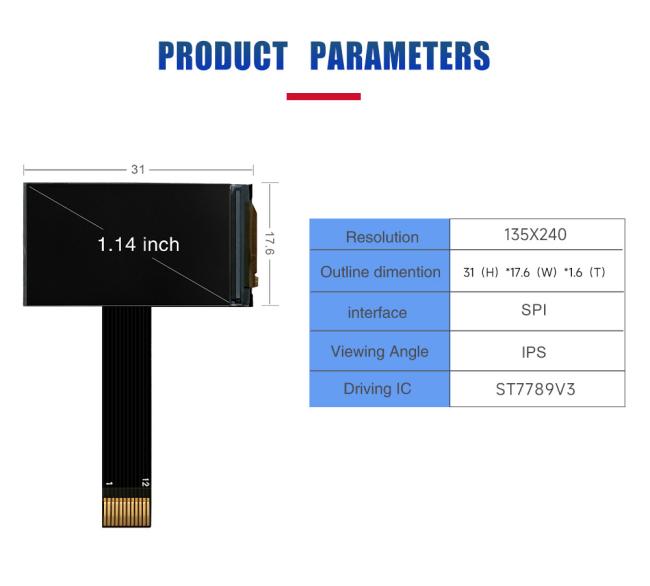 TFT LCD module side view with connector