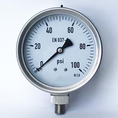 Cina Chilolitro 1,0 100 scala solida di PSI 100mm Front Type Pressure Gauge Double in vendita