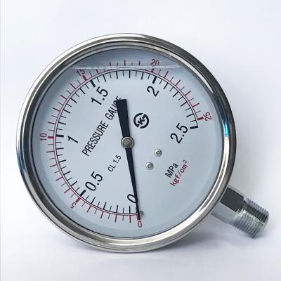 Cina 100mm manometro riempito petrolio- del silicone di 2,5 MPa ha cromato del il manometro ripieno di liquido del collegamento d'ottone in vendita