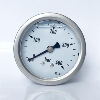 Cina 60mm di manometro ripieno di liquido riempito petrolio- del collegamento dell'ottone del manometro del silicone da 400 barre in vendita