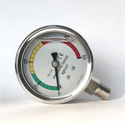 Cina 1/4 di ottone riempito liquido del manometro del supporto radiale del NPT 50 Kg/Cm2 Nickled in vendita