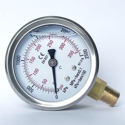 Cina Olio siliconico doppio a 2,5 pollici idraulico del manometro della scala del manometro del NPT 2500kPa in vendita