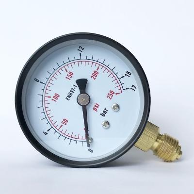 Cina Caso d'acciaio dipinto lente di vetro del supporto più basso d'ottone del collegamento del manometro di 250 PSI in vendita