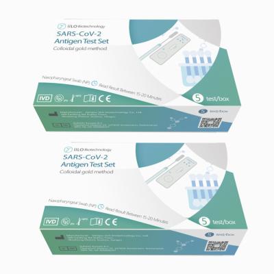 China A precisão de 99% 2 da vida útil SARS-CoV-2 anos de teste do antígeno ajustou Kit Nasopharyngeal Swab 5 partes à venda