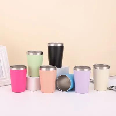 China 8oz/12oz personalizado de parede dupla caneca de aço inoxidável de aço inoxidável de vácuo isolado tumbler com plástico BPA livre tampa fácil de limpar à venda
