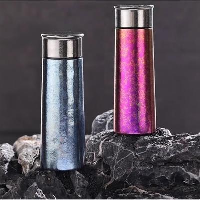 China Portable Elegant Ultralight Metal Water Bottle Titanium Explorer Flask Hammered Finish 360ml Adventure Water Bottle Superior Corrosion Resistance for sale