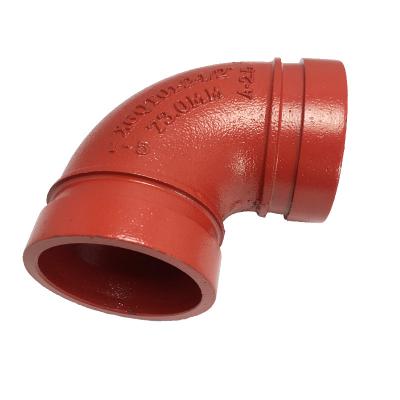 中国 消火活動の延性がある鉄の管付属品は90度の肘に溝を作った 販売のため