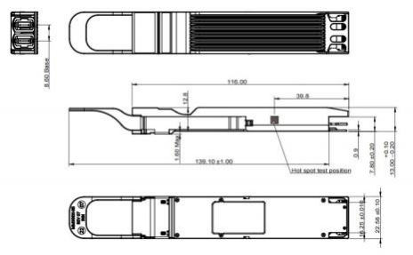 800G OSFP112 DR8+ Transceiver mechanical drawing