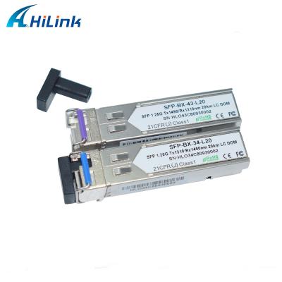 중국 BIDI SFP 트랜시버 모듈 1.25G 1310/1490nm 20KM SC/LC 심플렉스 모듈 판매용