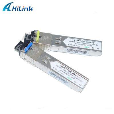 China 1.25G BIDI SFP Transceiver 20KM with Low Power Dissipation and Single SC Connector for Gigabit Ethernet for sale