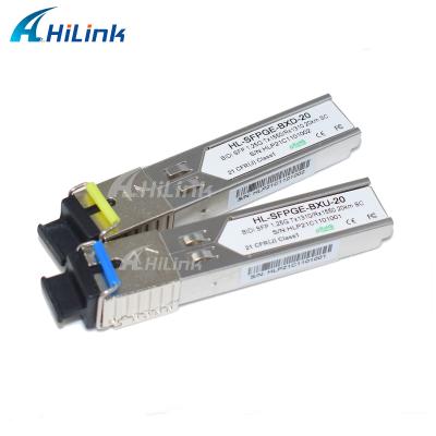 China 1.25G BIDI SFP Transceiver 20KM with Low Power Dissipation and Single SC Connector for Gigabit Ethernet for sale