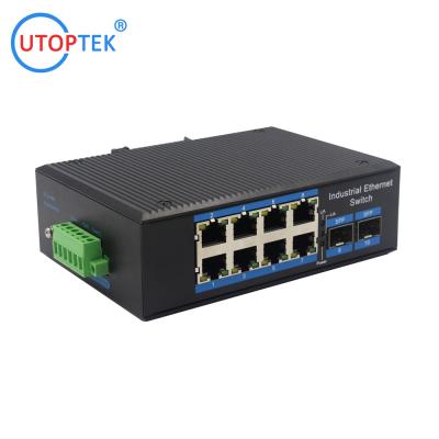 China Gigabit 8 port industrial PoE and 2 fiber optical SFP Din-rail Ethernet poe Switch for sale