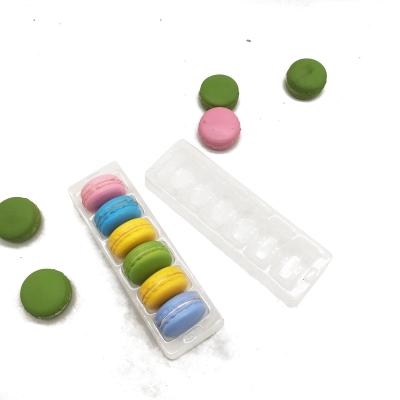 China Transparent 1X6 arrangement 6 cells macaron tray vacuum forming macaron packaging box for middle size macaron pack for sale