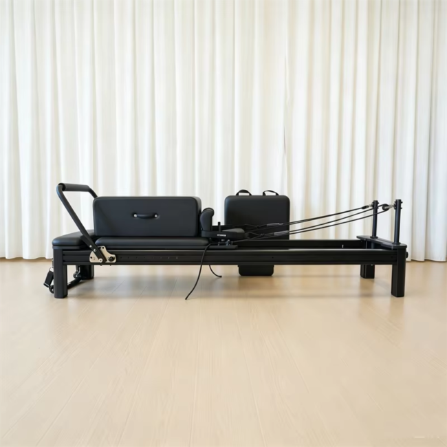 Black Matte Aluminum Full Track Pilates Reformer with Full Accessories Professional Studio Core Bed