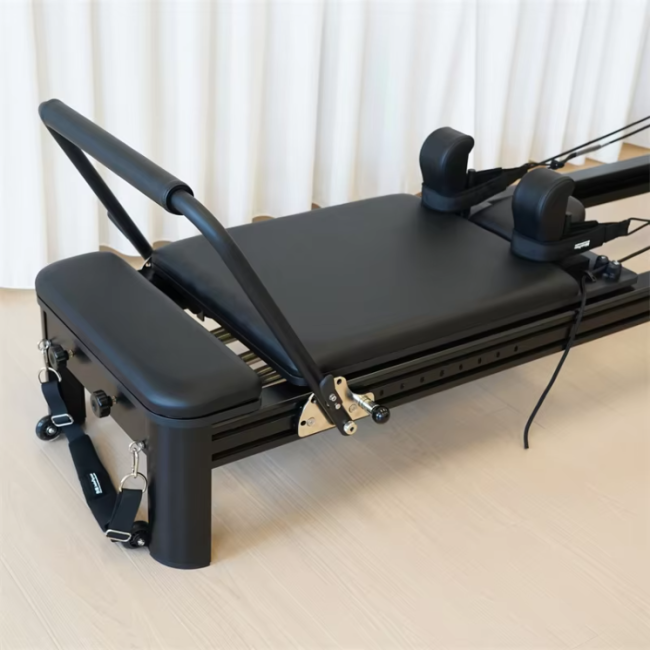 Black Matte Aluminum Full Track Pilates Reformer with Full Accessories Professional Studio Core Bed