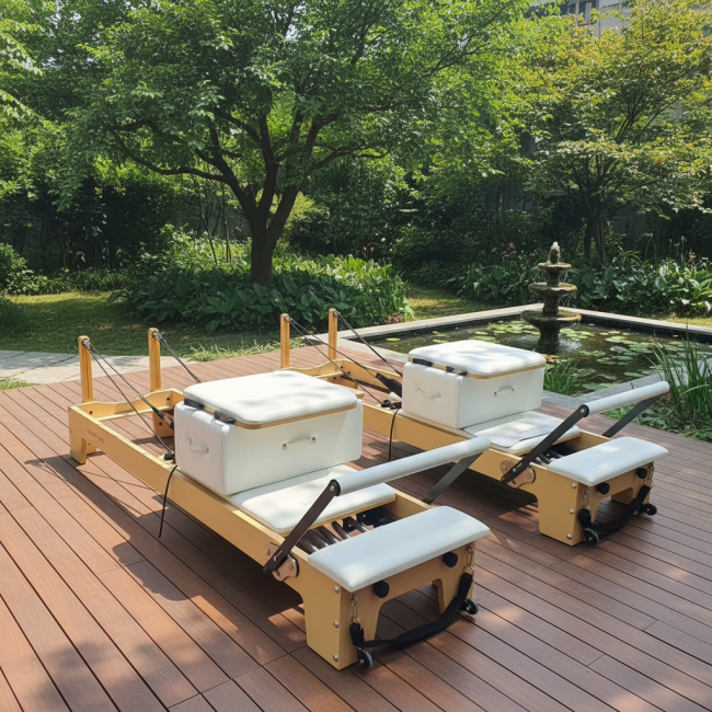 High Quality Foldable Wood Pilates Reformer Machine Portable Pilates Bed with Full Accessories Home Yoga Fitness Equipment