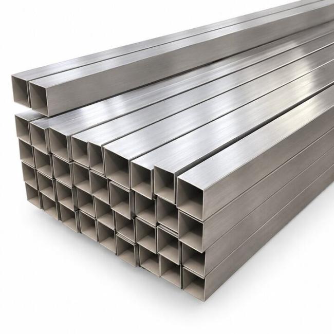 Brushed stainless steel square tube front angle