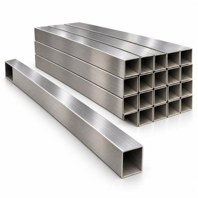 Brushed stainless steel square hollow tube product display