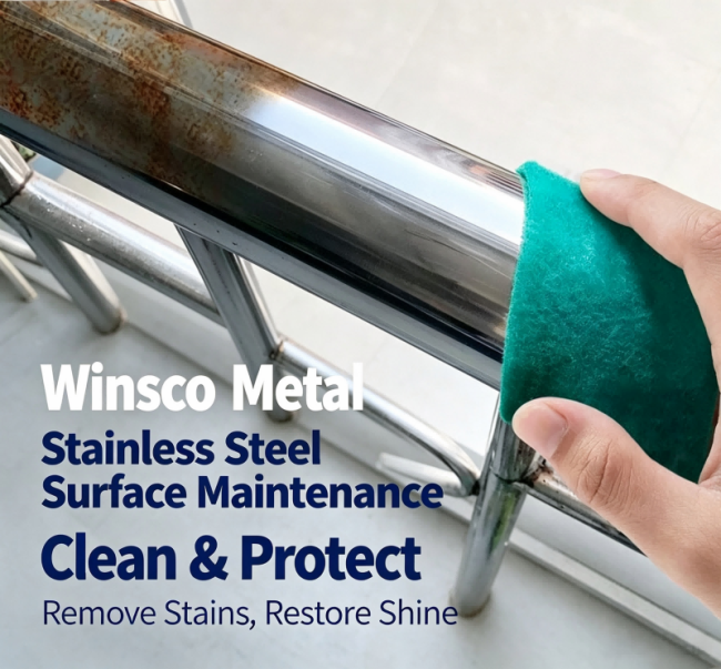 Winsco Metal stainless steel tube rust removal and surface maintenance, clean and protect inox pipe handrail