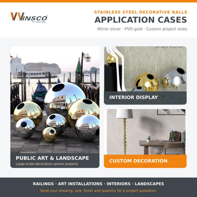 VVINSCO stainless steel decorative ball application cases for landscape art and interior decoration