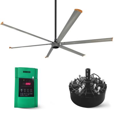 중국 강력한 1500W 380V 220V HVLS 천장 팬과 AMCLING PMSM 모터 및 알루미늄 블레이드 판매용