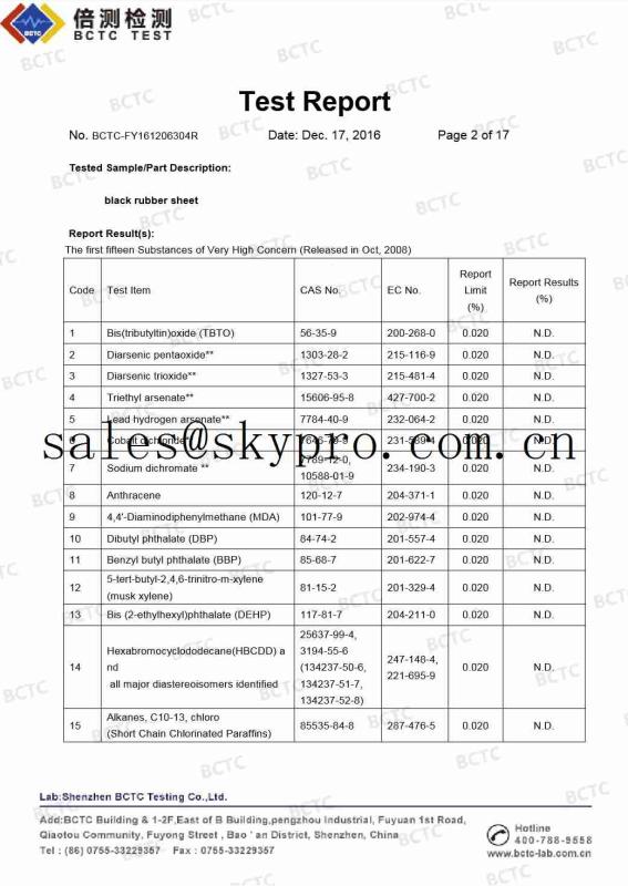 Reach Test Report - Nanjing Skypro Rubber&Plastic Co.,ltd