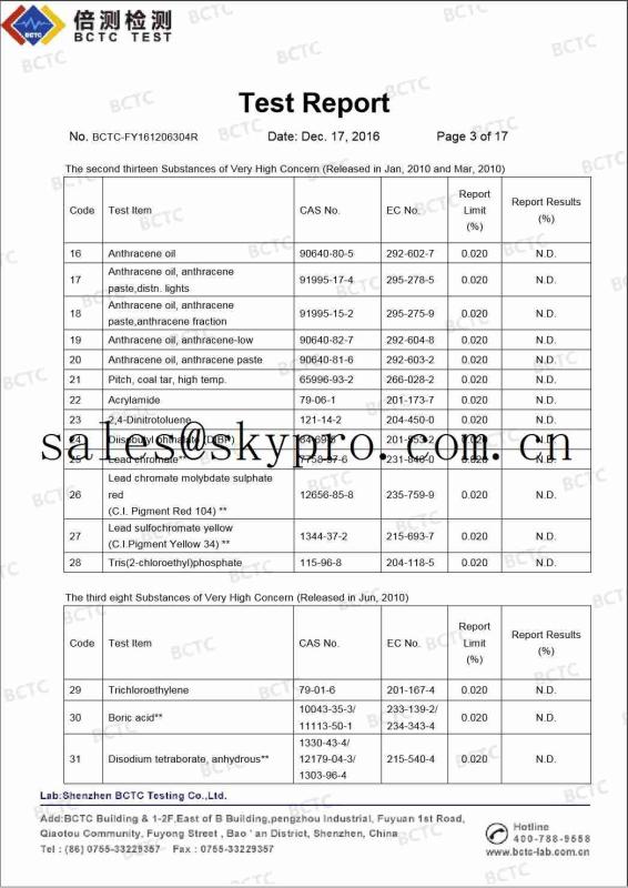 Reach Test Report - Nanjing Skypro Rubber&Plastic Co.,ltd