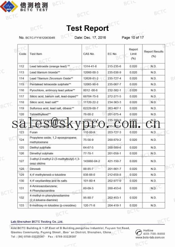 Reach Test Report - Nanjing Skypro Rubber&Plastic Co.,ltd