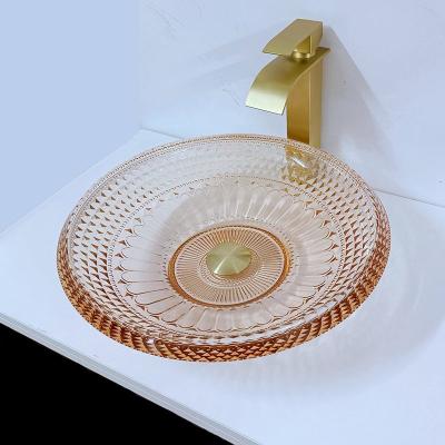 중국 라운드 세척 배신 그릇 크리스털 잔 호박색 욕실 L450 W450 H120mm 판매용