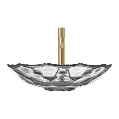 Chine Lumière en verre formée par boule moderne Gray Color Vessel Sinks Pop de lavabo vers le haut de drain à vendre