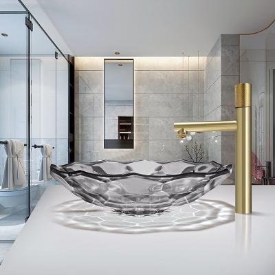 Chine Lumière en verre formée par boule moderne Gray Color Vessel Sinks Pop de lavabo vers le haut de drain à vendre