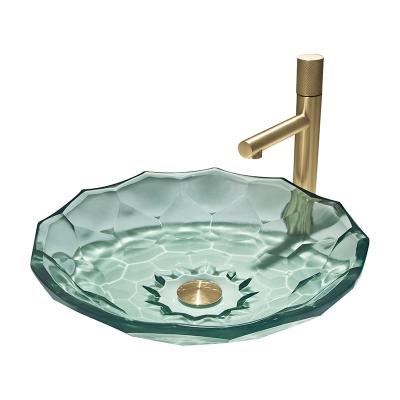 Chine Le navire vert clair en verre de couleur formé par boule moderne de lavabo descend le bruit vers le haut du drain à vendre