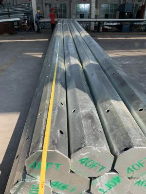 Cina Spessore ottagonale galvanizzato elettrico 15kv di palo di potere della immersione calda Q345 40ft 3mm in vendita