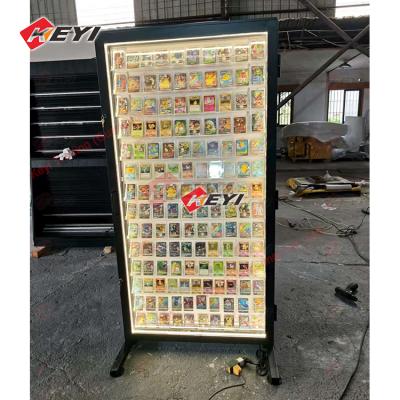 China Custom Metal Frame PSA TCG Cards Display Design Collectible Acrylic Game Cards Case Sports Trading Card Showcase With Led Lights for sale