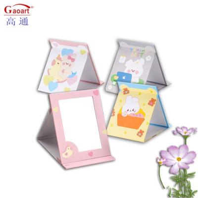 Cina Stile di design Moda Rivestito di carta Specchio di vetro Portable Vanity Light Mini Piccolo Specchio in vendita