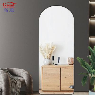 China Grote zwarte metalen sticker spiegel voor staan in moderne stijlvolle vloerlengte kamer Te koop