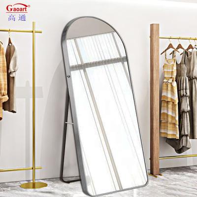 China Vollengte Goud Arch Frame Staande Zwarte Home Decor Spiegel voor woonkamer Vloer Spiegel Te koop