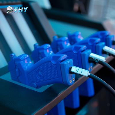 China VR schietsimulator voor kinderen met geweren en dubbele 65 inch schermen voor multiplayer competitie Te koop