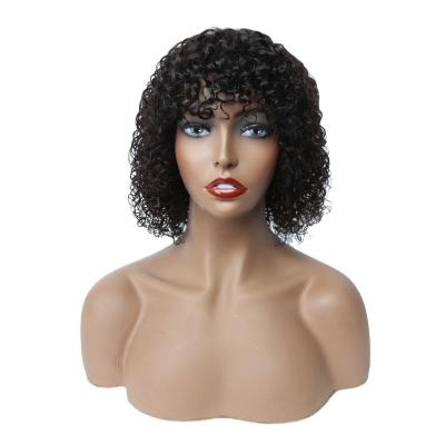 Cina Base in pizzo svizzero, parrucche corte da fantoccio per donne nere, vergine brasiliana, afro ricci. in vendita