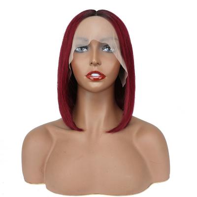 Cina 100% capelli umani corto bob riccio dritto pizzico pizzo parrucca anteriore T-parte tessuti brasiliani in vendita
