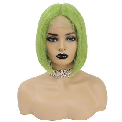 Cina Colore verde capelli umani brasiliani corto bob parrucche 10 pollici con capelli di bambino e HD pizzo frontale in vendita