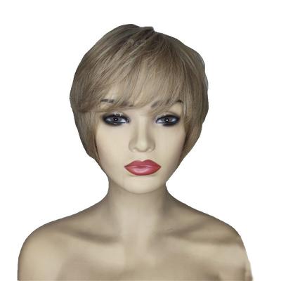 Cina 6' corto, senza adesivo, naturale, con taglio da fantoccio, perrucca brasiliana, parrucche per capelli umani, per donne bianche. in vendita